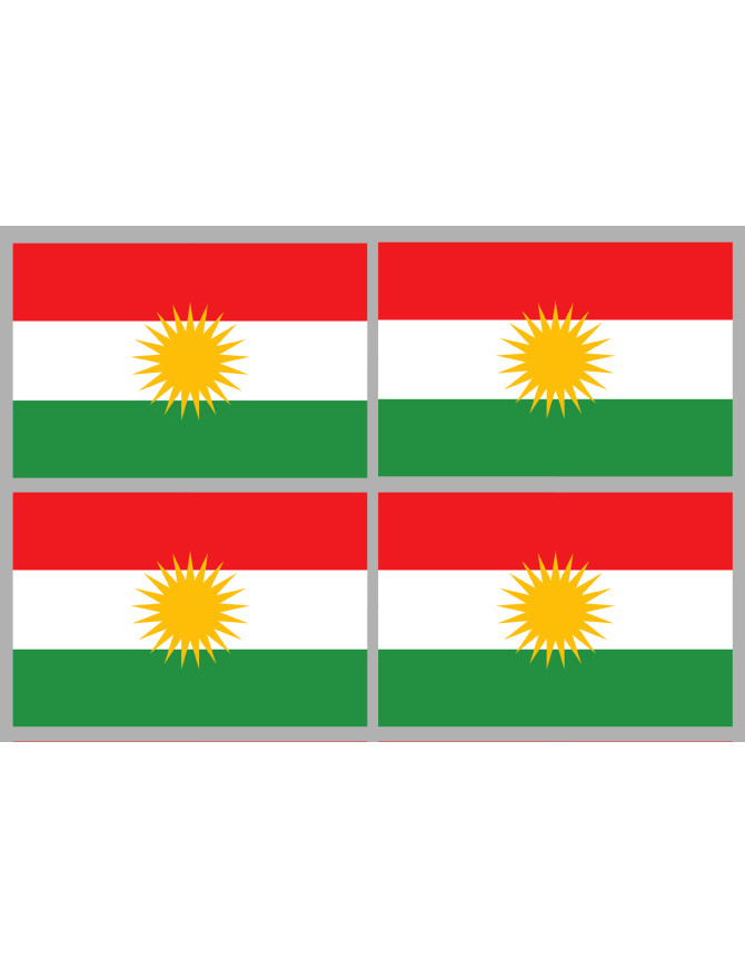 Drapeau Kurdistan (4 fois 9.5x6.3cm) - Sticker/autocollant