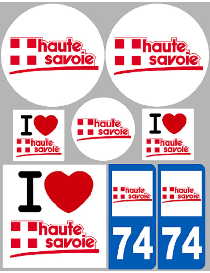 Département 74 la Haute Savoie (8 autocollants variés) - Sticker/aut
