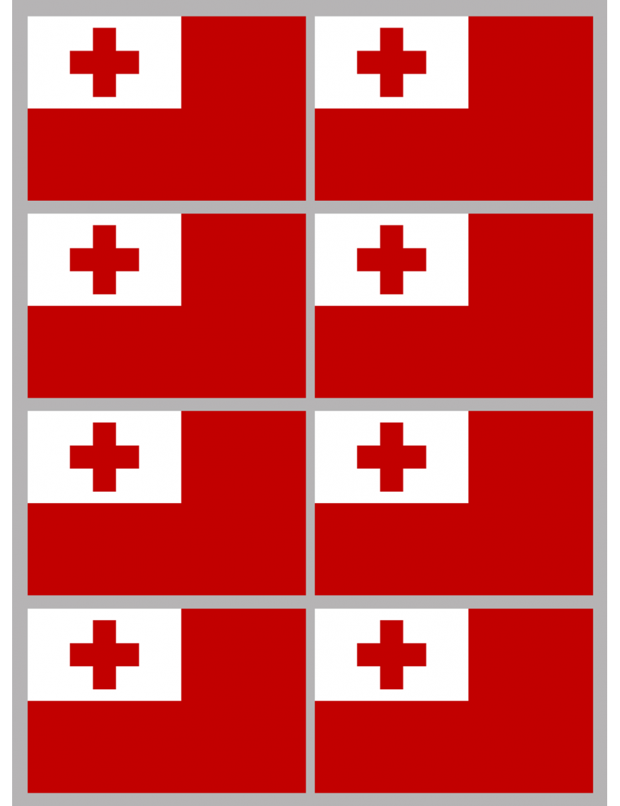 Drapeau Tonga (8 stickers - 9.5 x 6.3 cm) - Sticker/autocollant