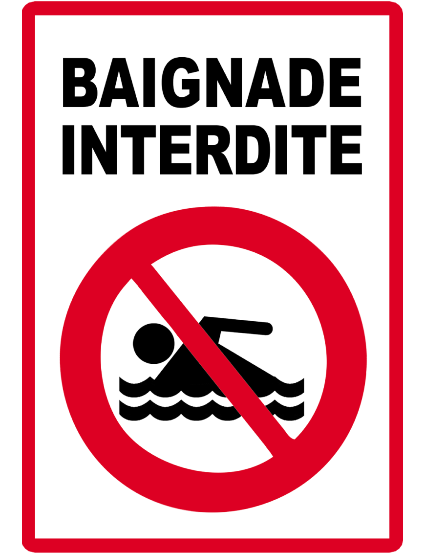 baignade interdite balise (15x7.5cm) - Sticker/autocollant